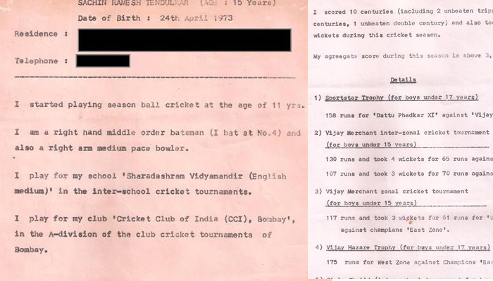 When Sachin Tendulkar himself covered seven pages! see sachin's cv at ...